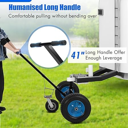 DobleePy Adjustable Trailer Dolly - Capacity Utility Trailer Mover, Multiple-Uses, 1000lbs Tongue Weight, Carbon Steel, 16'' Pneumatic Tires
