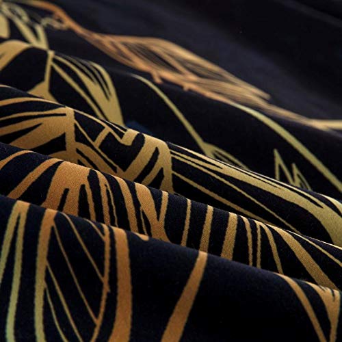 Duvet Cover Set with Zipper Closure Ties, Soft Microfiber Black Sun and Moon Stars Pattern Printed (Queen Size 1 Duvet Cover 2 Pillow Cases)