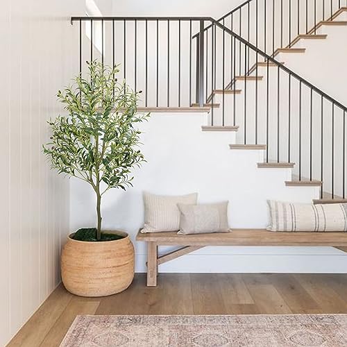 Olive Tree Artificial Indoor 6FT (72''), GTIDEA Artificial Tree Fake Tree Indoor Large Faux Olive Tree and Fruits Artificial Plants Silk Trees for Home Office Living Room Spring Decor