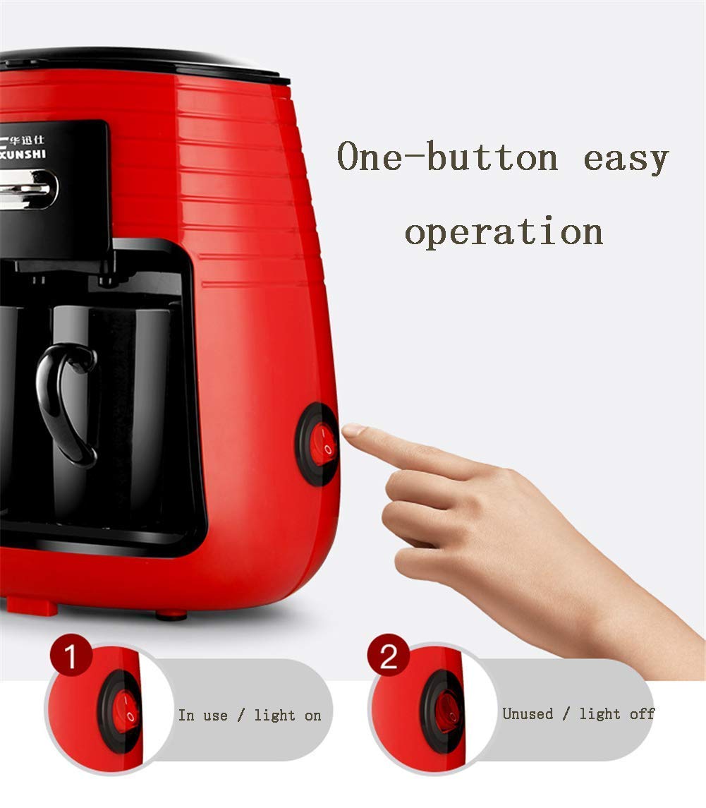 NOALED Coffee Machine Built-In, Coffee Machine Espresso American Coffee Machine Home Automatic Tea Machine Filter Mini Coffee Pot Red