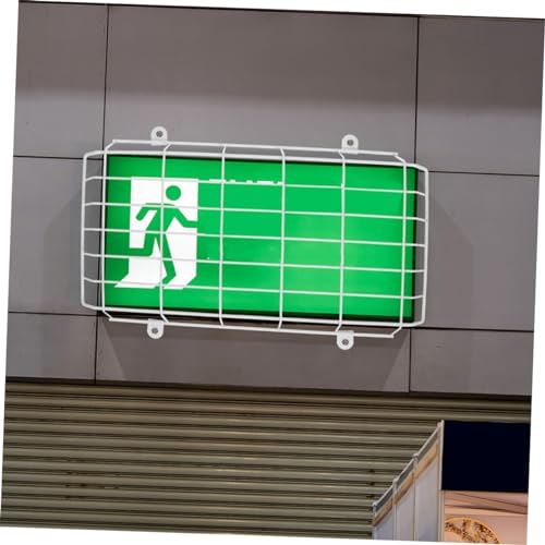Kisangel 2pcs Metal Emergency Light Protective Guard Iron Metal Emergency Light Protective Cover White Exit Sign Protective Covers Exit Sign Protective Cage