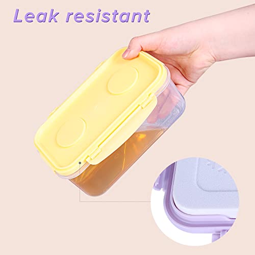 DOOBAANN Food Storage Containers with Ice Box,Fruit Containers Set with Lunch Bag,Perfect for Summer,Bpa Free. (YELLOW/PURPLE)