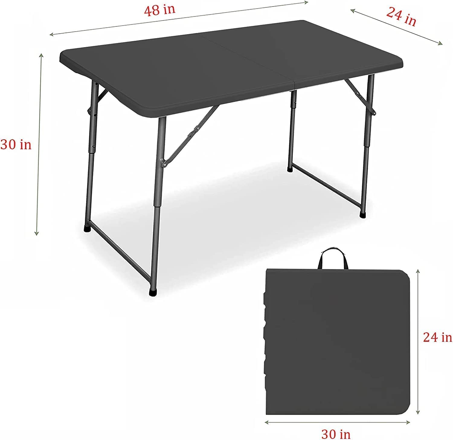 Edtian Folding, 4ft Small, Portable & Foldable for Indoor & Outdoor Use, Sturdy, Compact Card Table for Camping, Crafting, Black