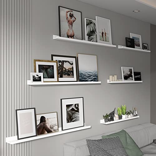 LAPTAIN 36 Inch Floating Shelves Wall Mounted Wall Shelves Set of 3,White Large Picture Ledge Shelf for Bedroom Living Room Bathroom Kitchen Nursery