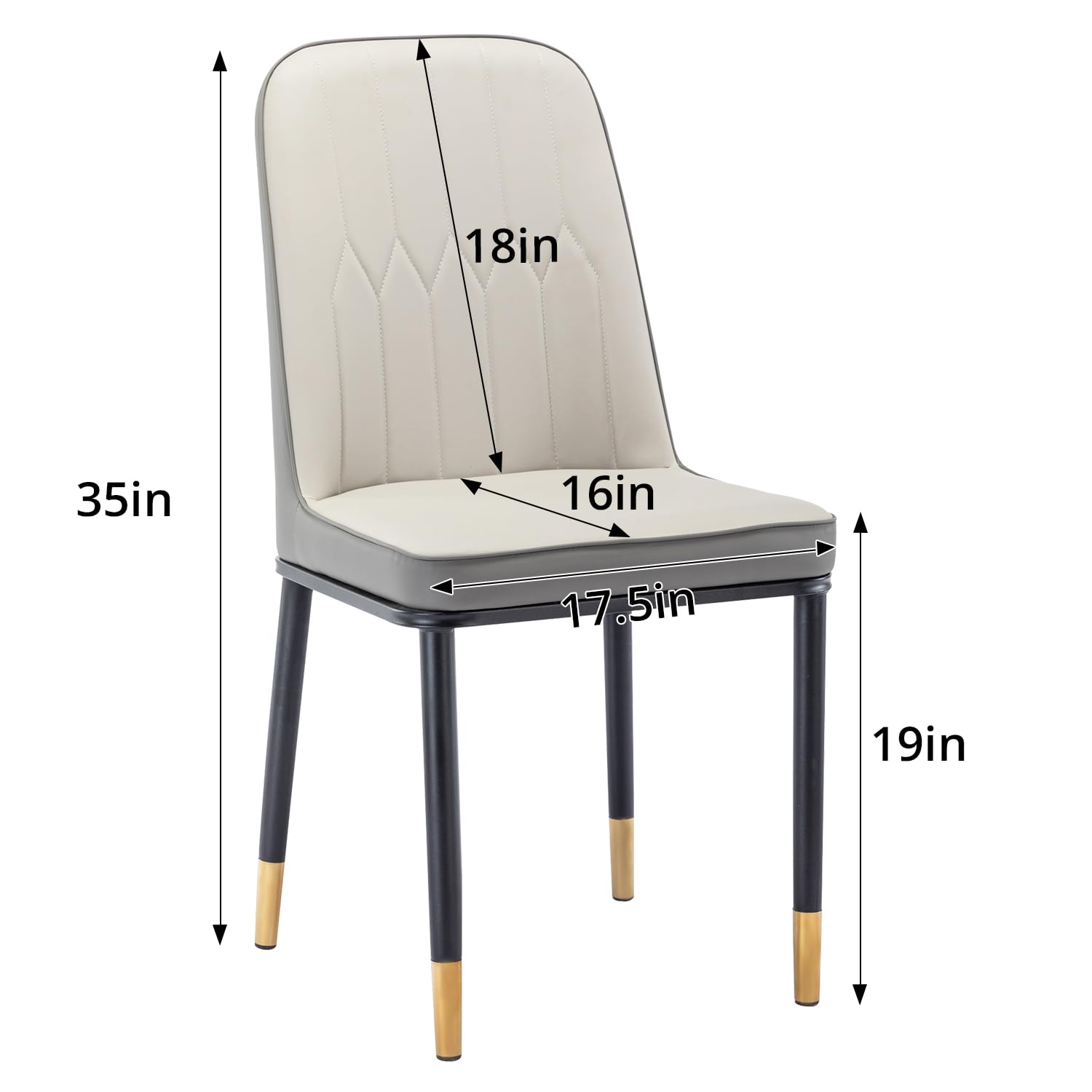 Dining Chairs Set of 4, Upholstered Dining Chairs with High Back and Metal Legs, Kitchen & Dining Room Chairs in Leather, Mid Century Modern Dining Chairs for Living Room, Restaurant, Kitchen, Beige