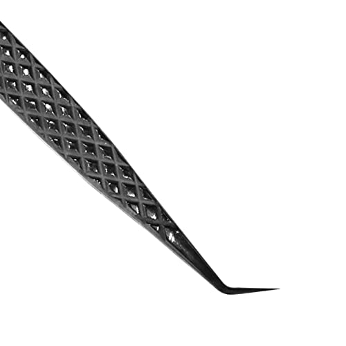 M J JOMAY Hearts Printed Tweezers for Eyelash Extension, Anti-slip Anti-static, Stainless Steel Precision Curved Tips Pro Volume Tweezers Eyelash Extensions Grafting Tool(3-1, Black)