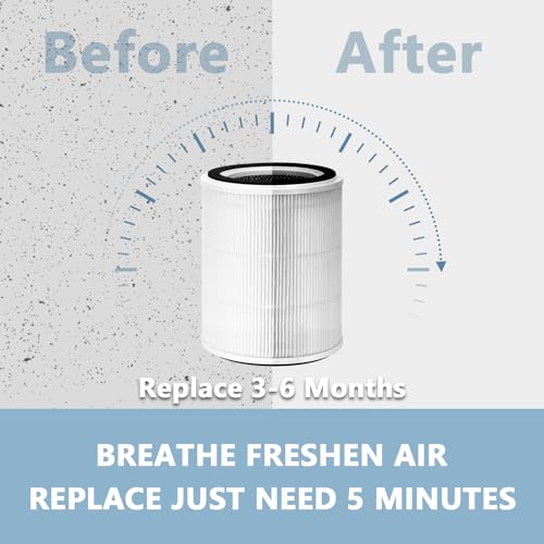 Improvedhand TPAP001 True HEPA Filter Replacement for TOPPIN TPAP001 Comfy Air C2 Air Puri-fier, Replace # TPFF001, 3-IN-1 HEPA and Activated Carbon Filter - 2 Pack