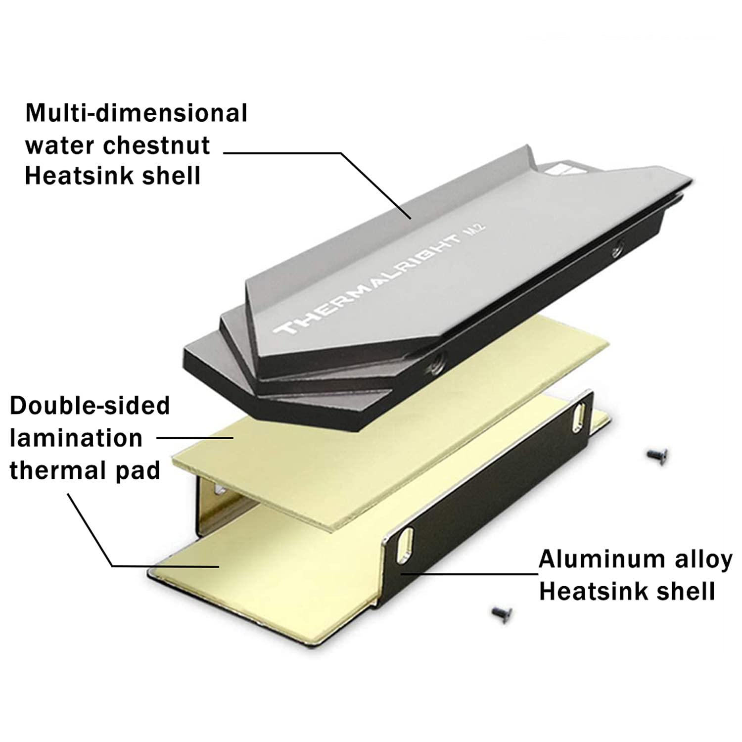 M.2 2280 SSD Heatsink Cooler, Double-Sided Heat Sink with Thermal Silicone Pads for PC M.2 PCIE NVMe SSD, M.2 SATA SSD