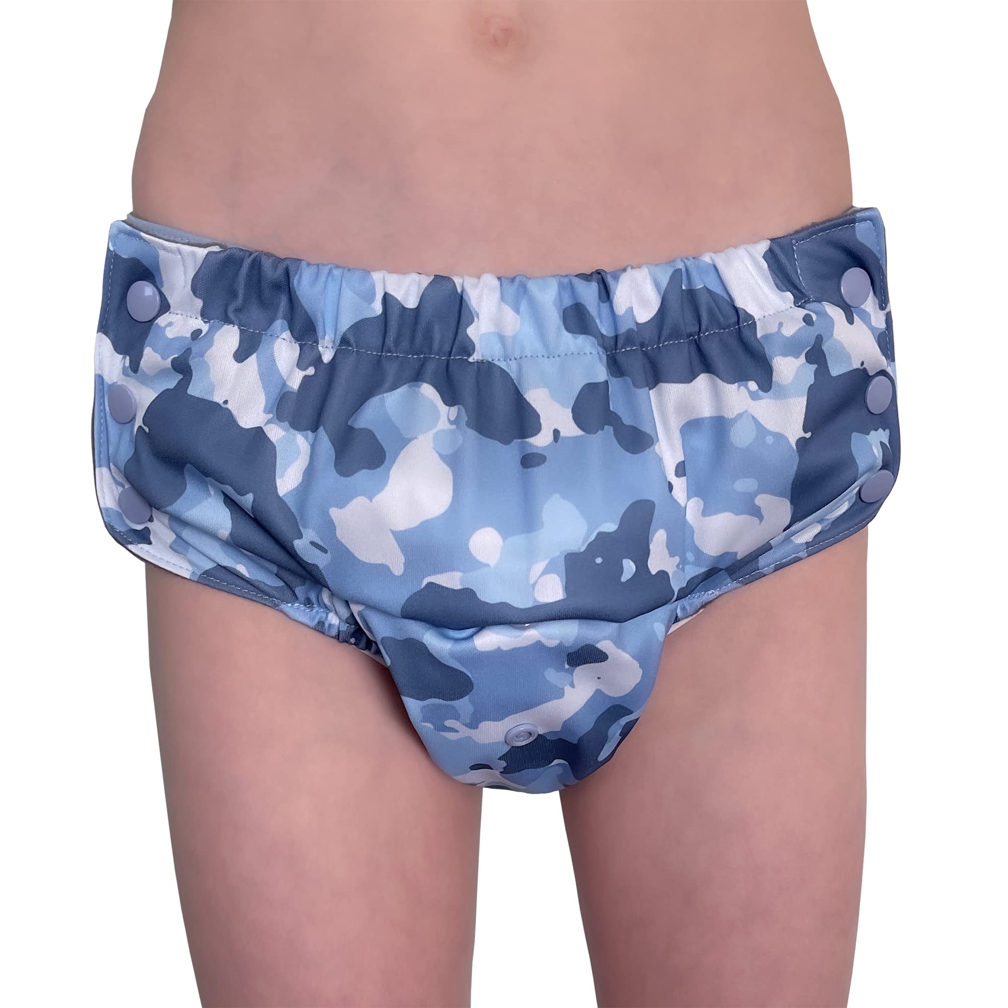 Special Needs Big Kids' Protective Briefs: Nighttime Cloth Diaper Set for Incontinence & Bedwetting, Age 6-16 Years (Olive Green, Junior 2)