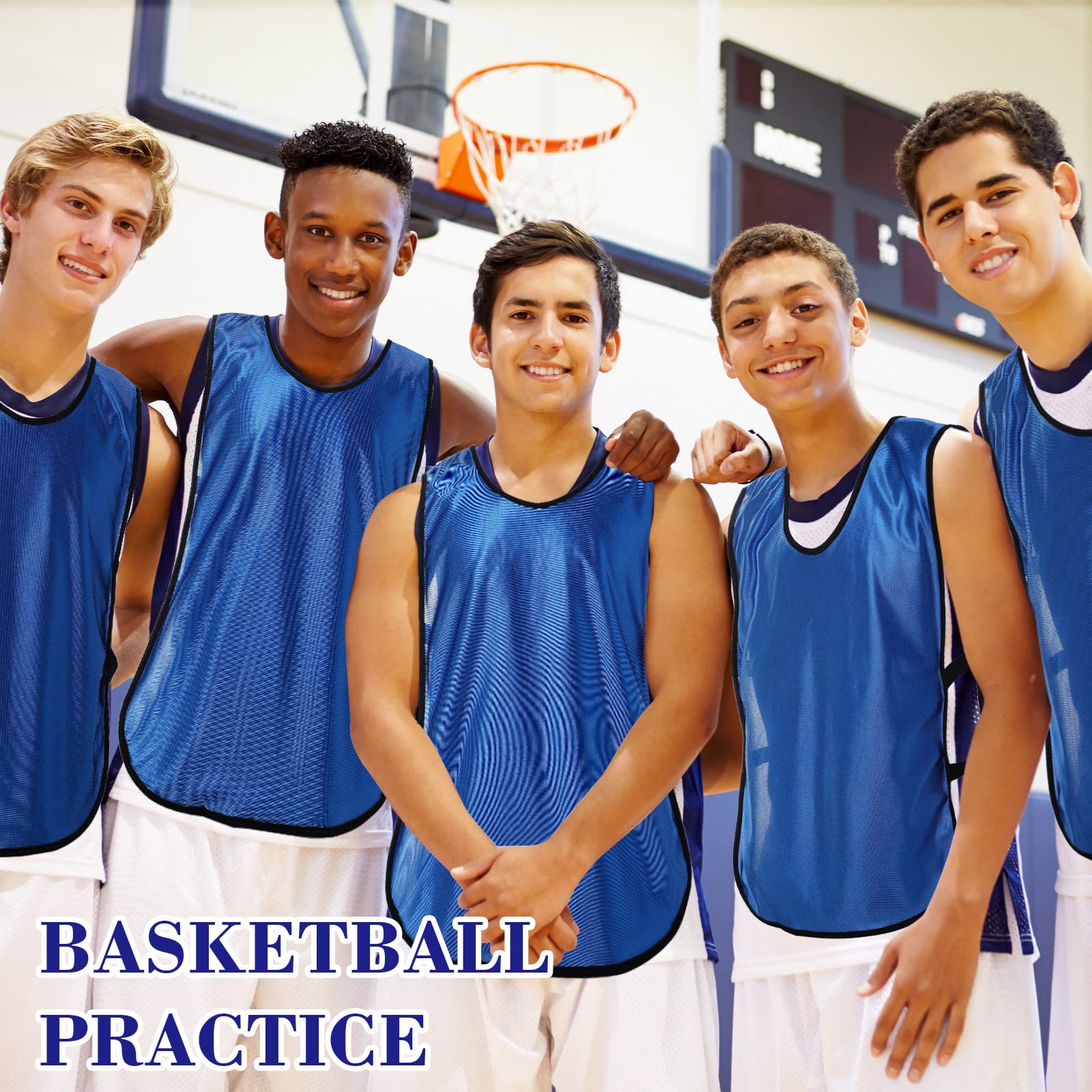 Geyoga 24 Pack Pinnies Scrimmage Vests Practice Jersey for Men Soccer Vests Adult Soccer Team Training Vest(Blue, Red)