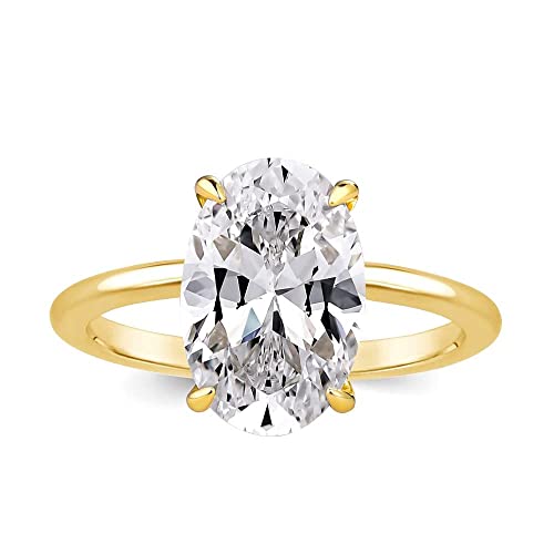Effinny 3.5 Carat Elongated Oval Cut Engagement Ring White Gold Plated 925 Sterling Silver Simulated Diamond Promise Ring(White Gold, 16)