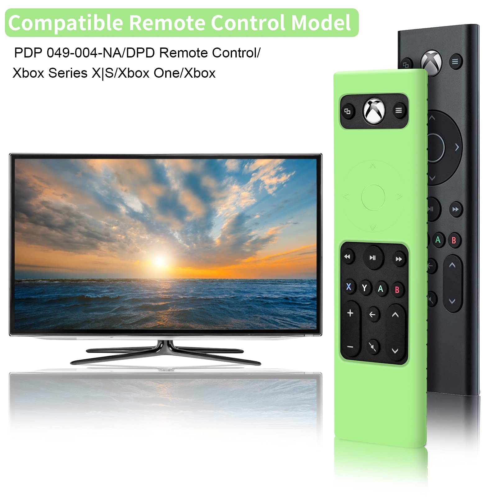 EVAHOM [2 Pack] Silicone Cases for PDP Gaming Multipurpose Media Remote Xbox Series X|SXbox OneXbox, Waterproof One Cover, Anti-Slip Shockproof Protective Sleeve Blue Green Glow in Dark