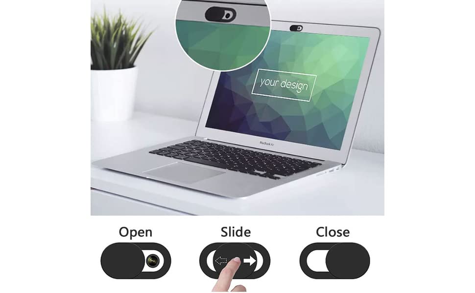 Laptop Camera Cover Slide 12 Pack Black&White, Webcam Cover Slide Phone Camera Cover, Ultra-Thin Computer Camera Cover Slide Blocker Slider Fits Most iPhone MacBook Laptop, Desktop, PC, Tablet…