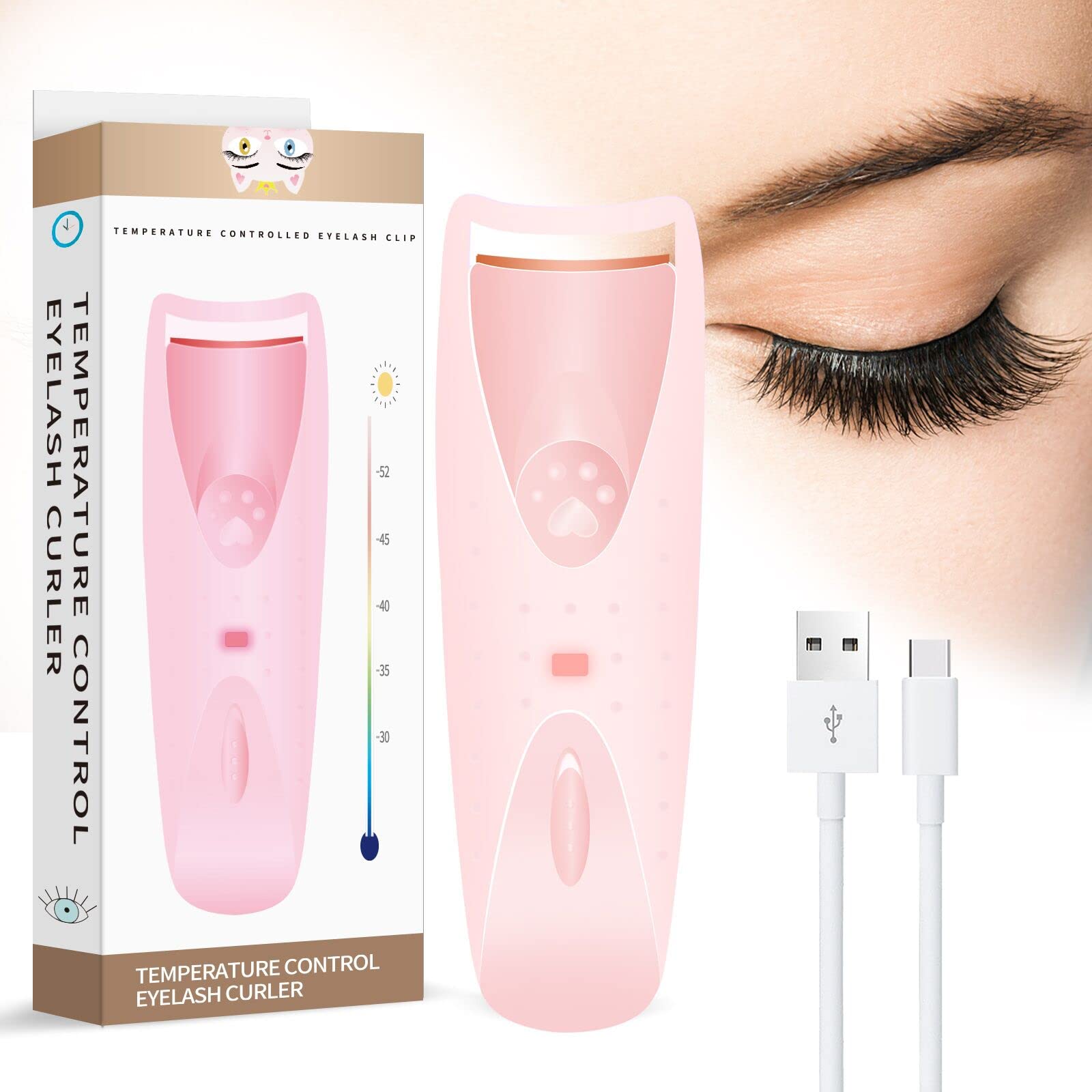 Heated-Eyelash-Curlers USB-Rechargeable-Electric-Eyelash-Curler-with-3-Temperature-Modes Quick-&-Long-Lasting