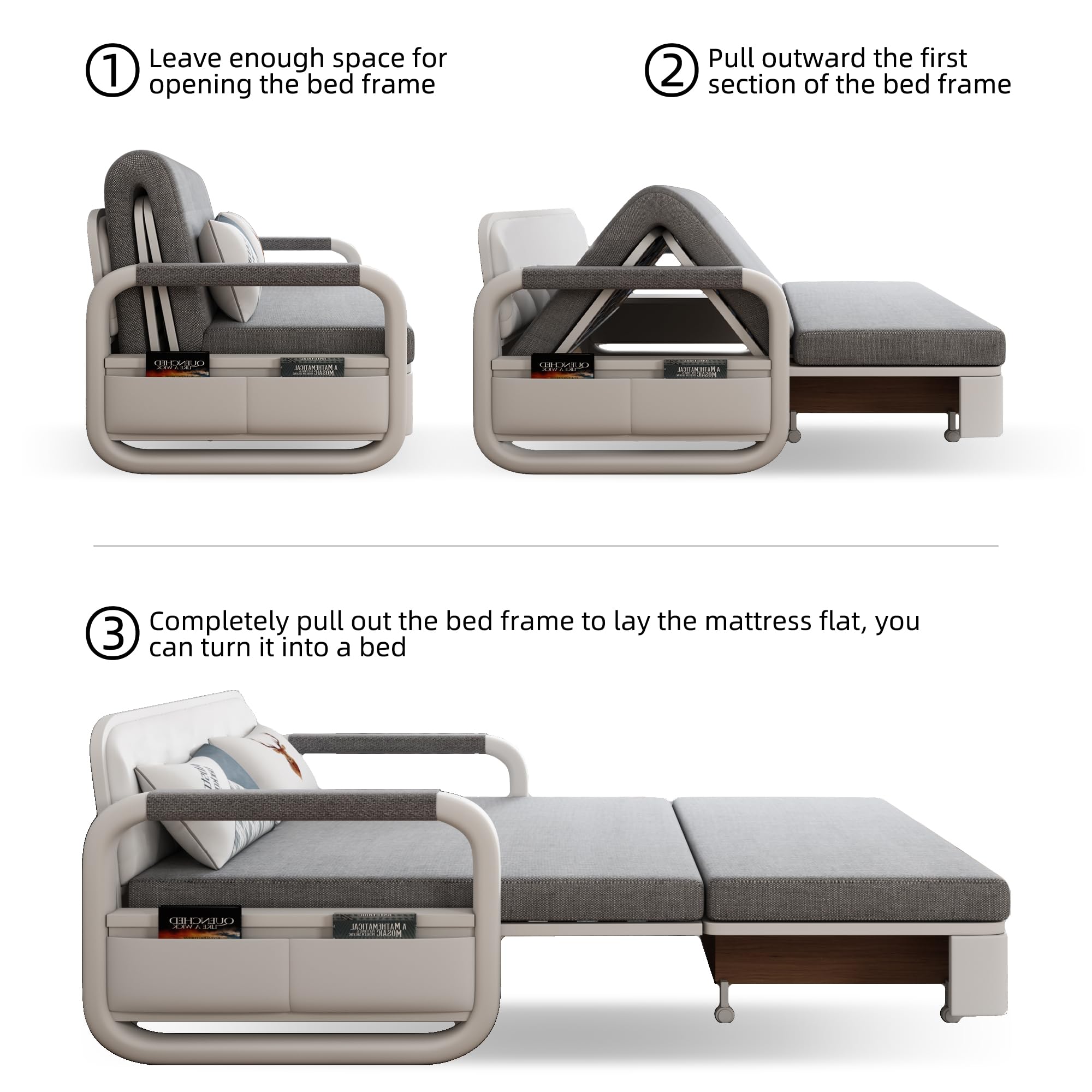 Luck Idea Convertible Sleeper Sofa Bed, Modern Pullout Couch Bed with Pull Out Bed, Adjustable Backrest, Loveseat Futon Sofa for Living Room Furniture (34.6" D x 50.3" W x 34.2" H)