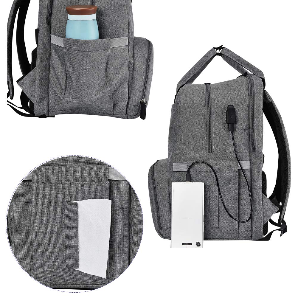 Diaper Bag Breast Pump Backpack - Multi-Function Cooler and Moistureproof Bag Double Layer for Mother Baby Bottle Breast Milk Pump Outdoor Working Backpack with Insulation Bag (Grey) (Medium)
