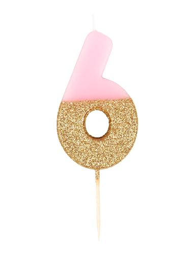Talking Tables Bday 6 Birthday Candle Cake Topper, Height 8cm, 3", Pink, BDAY-CANDLE-6