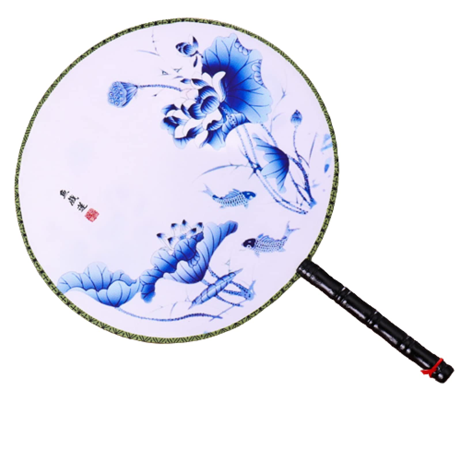 Embroidered Hand Fan 24cm Group Fan Chinese Style Home Decoration Classical Palace Fan Double-Sided Women Round Palace Dance Fan Hanfu Fan E