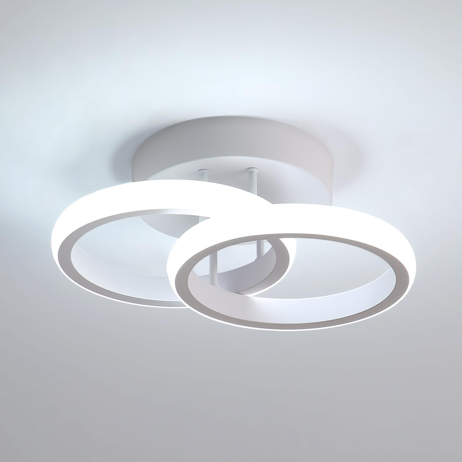 DELIPOP Modern LED Ceiling Light, 6500K Cool White Round LED Ceiling Light, Black Small Hallway Light Simple Close to Ceiling Light Fixture for Bedroom, Corridor, Kitchen, Dining Room