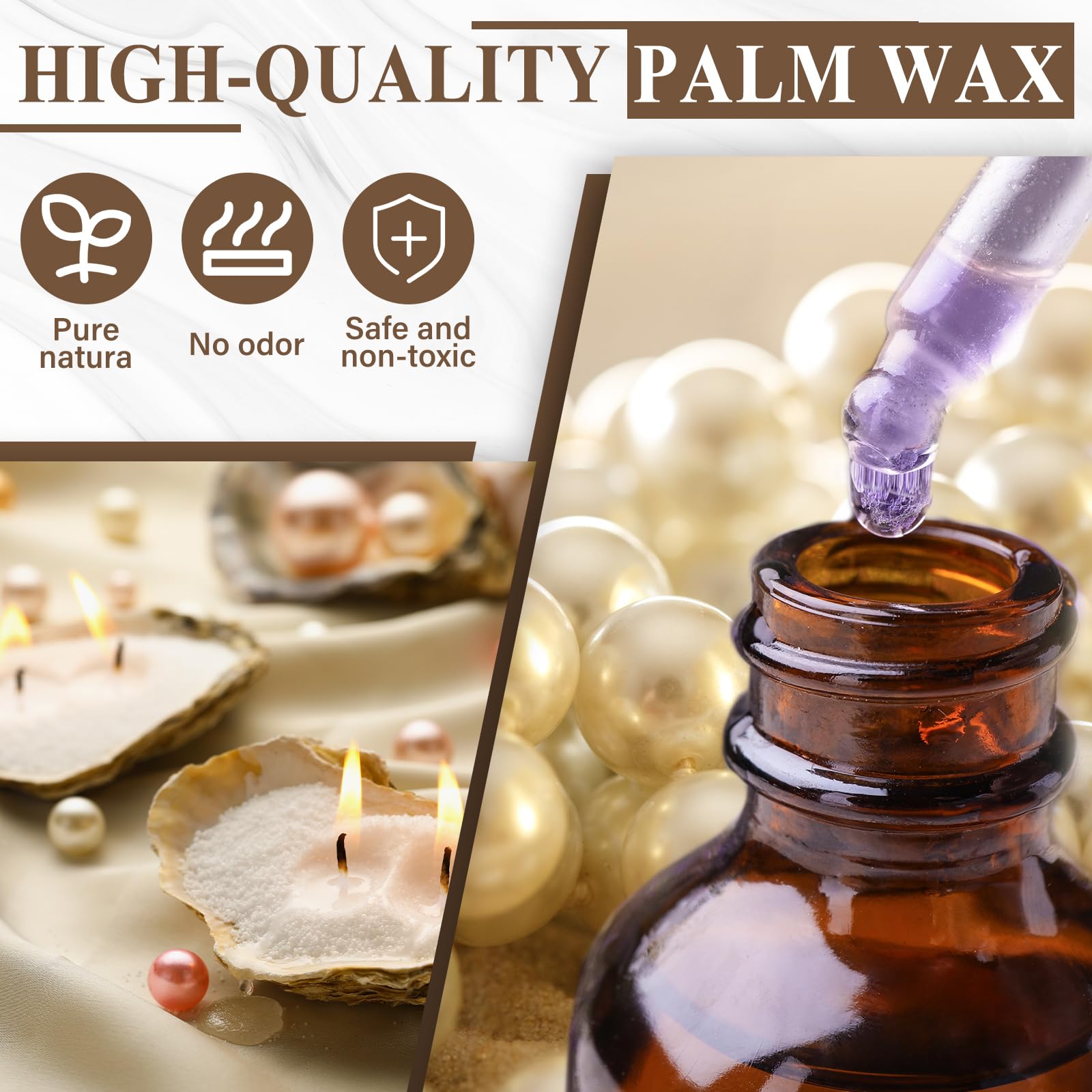 Pearled Candle Sand Wax Customized Powder Candle Making Sand Candles Kit Palm Wax Pearls All Natural Non Toxic Refillable Wax Sand with Wicks for DIY Pearled Candle Making(Unscented)