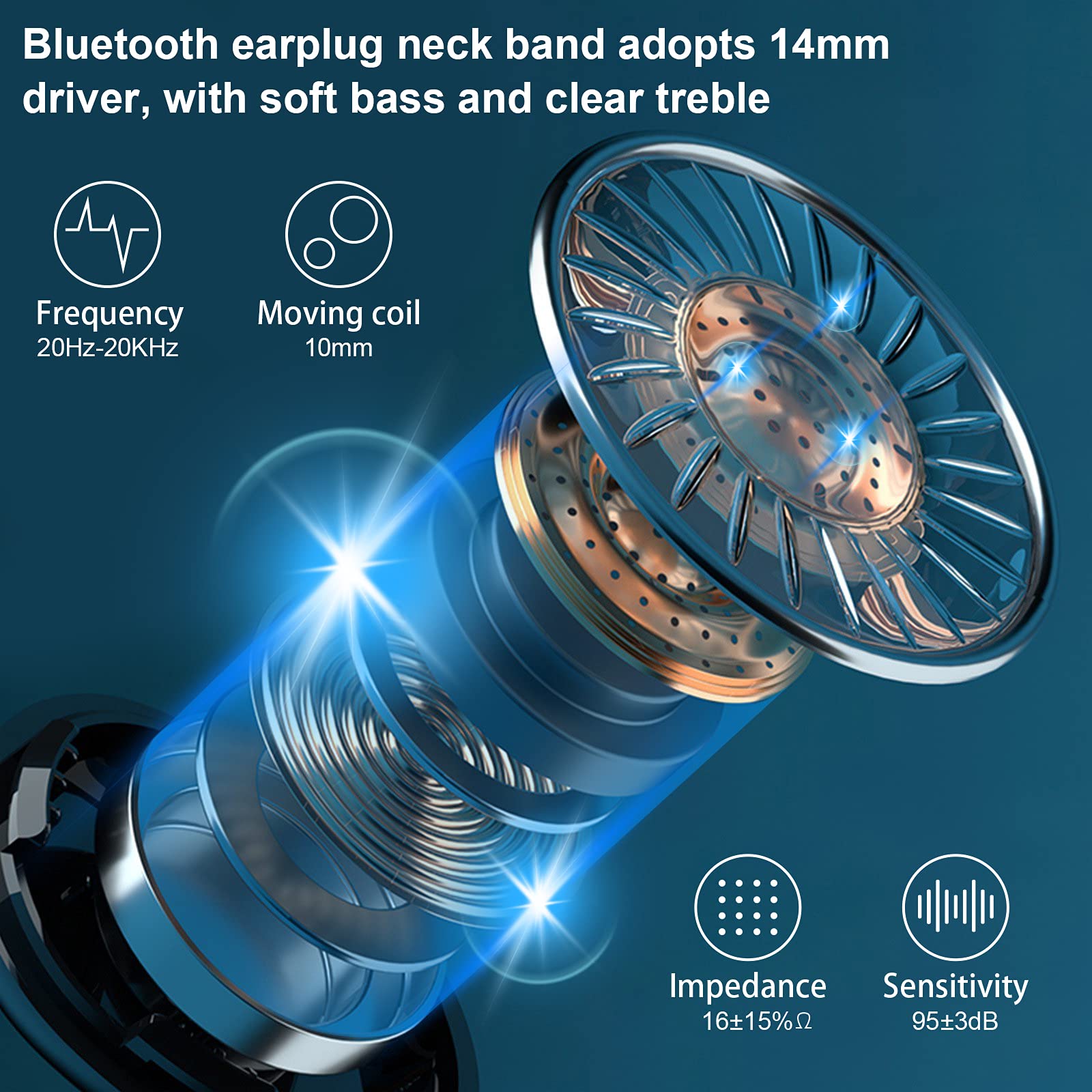 EEAABBR Neckband Bluetooth Headphones 100h Playtime V5.0 Bluetooth Headset Neckband Built-in Microphone IPX7 Waterproof,Neck Headphones for Android iPhone Suitable for Sports Driving Cycling