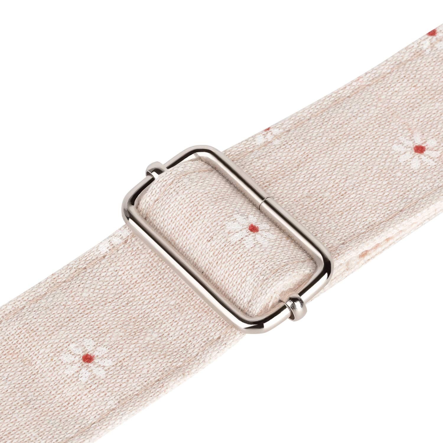 Dulphee Daisy Ukulele Strap with 1 Pick & 1 Button, Cotton Linen White Adjustable Uke Shoulder Strap for Soprano Concert Tenor Baritone Ukuleles, Banjo and Mandolin (Daisy)