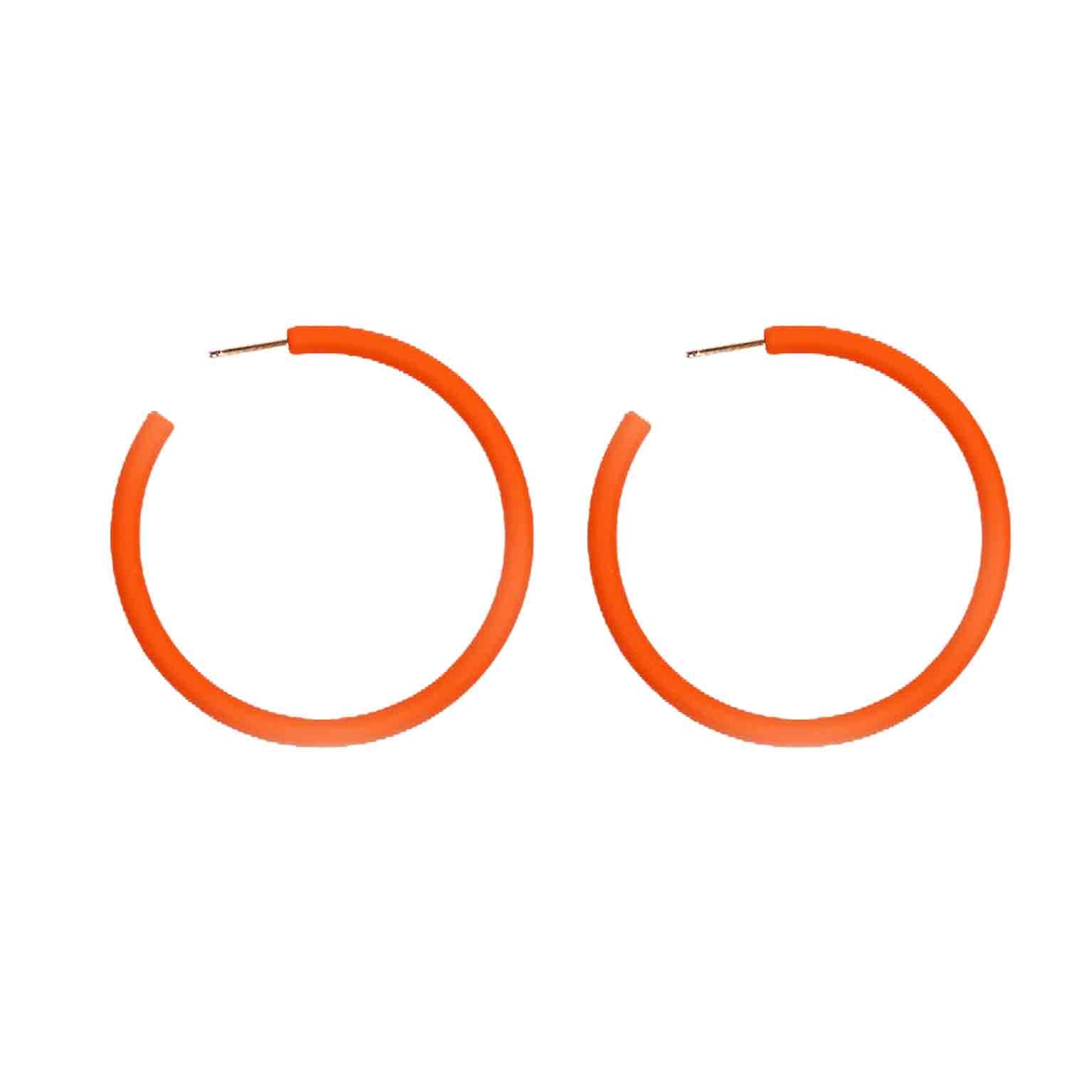 Fashion Candy Color Big Hoop Earrings for women Multiple Colors to choose from- 2.6" x 2.6" x 0.2" punk drop earrings geometry jewelry (Orange)