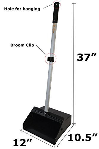 Janico 1085 Commercial Lobby Dustpan Upright, Aluminum Handle, 37β Length, Black