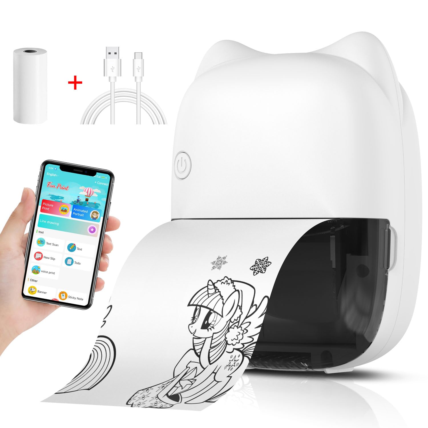 Mini Sticker Printer Pocket Printer, Portable Thermal Printer for Pictures/Journal/Receipts/Notes/Lists/Label/Memo/DIY/Travel/Kids Birthday Gifts, Wireless Bluetooth printer with Android or iOS APP