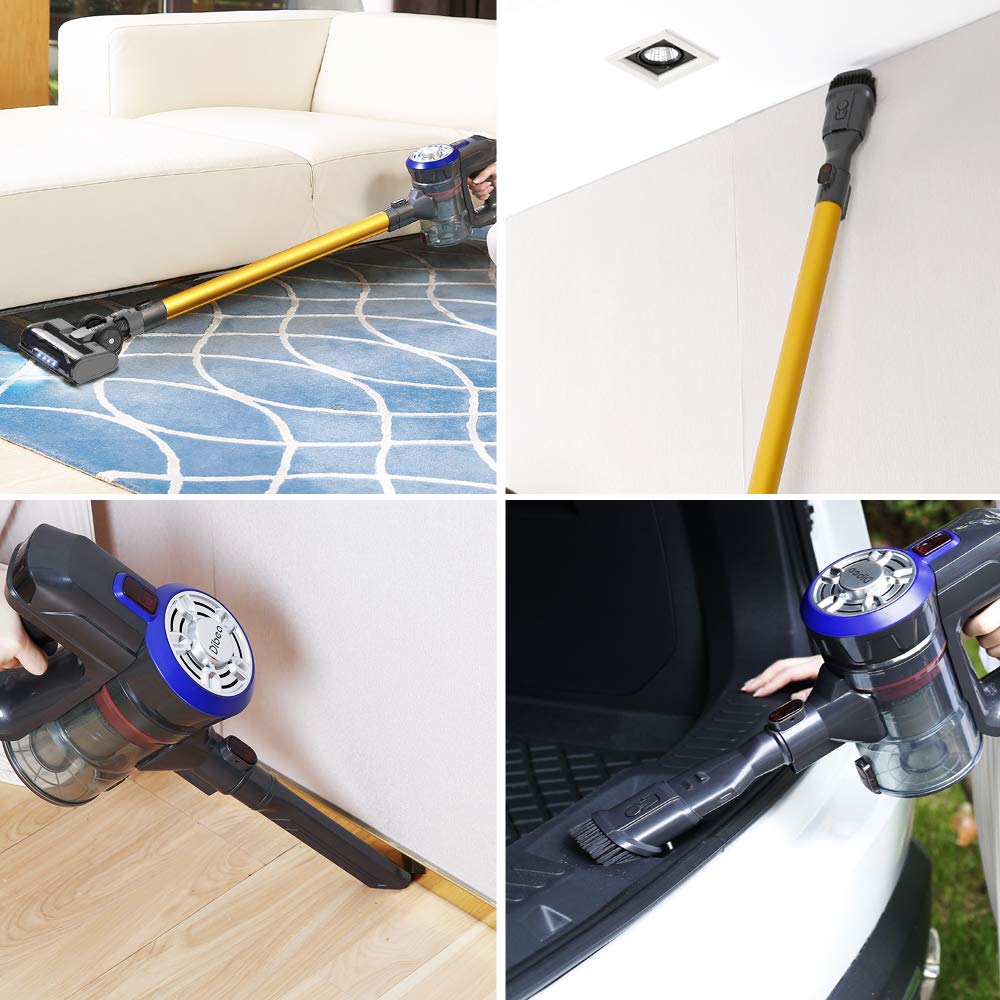 Dibea Upgraded 22KPa Cordless Stick Vacuum Cleaner Powerful Suction Bagless Lightweight Rechargeable 5 in 1 Handheld Car Vacuum for Carpet Hard Floor, D18Pro