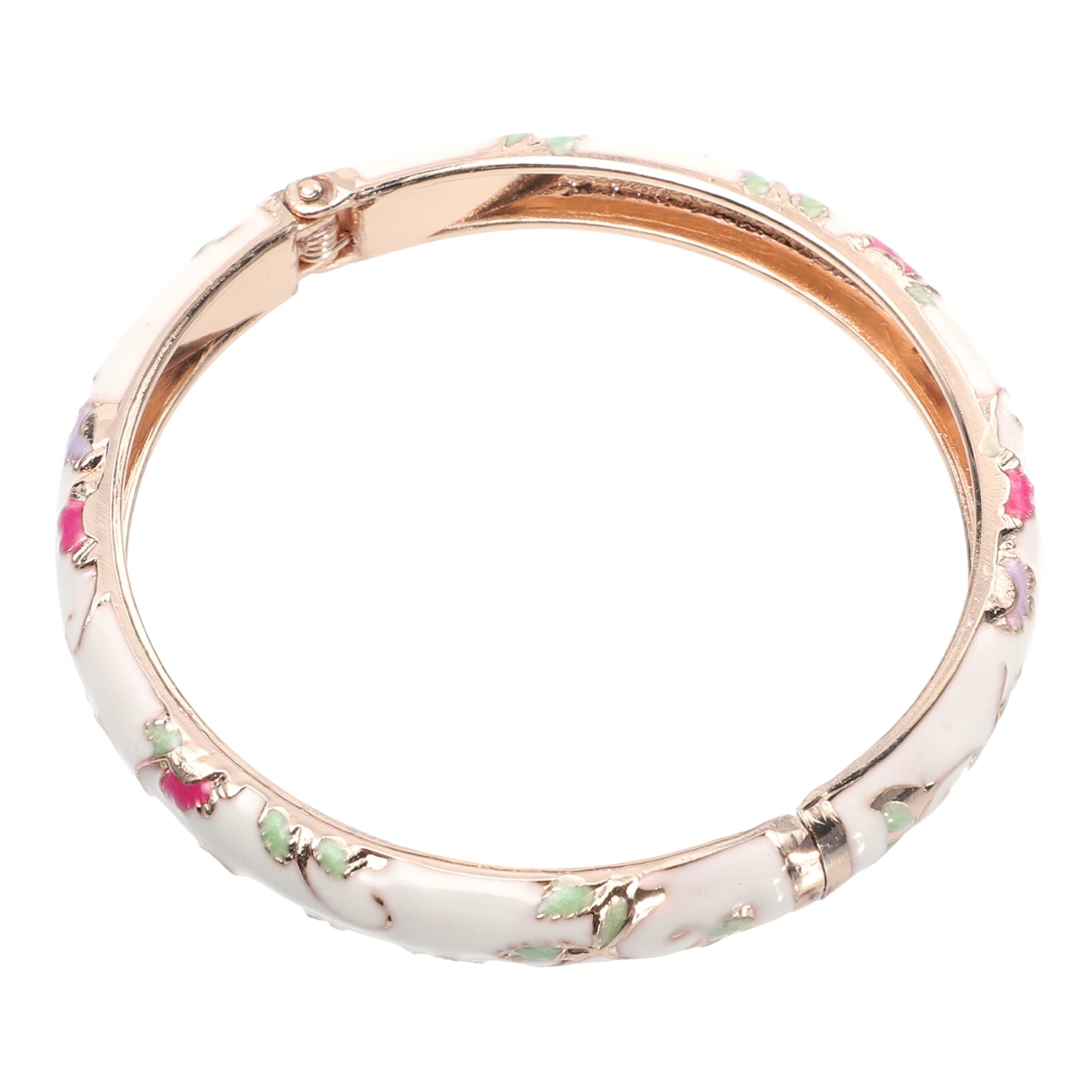 Generic Cloisonne Bracelet Flower Enameled Bangle Bracelet Ethnic Style Open Hinge Cuff Bangle Wrist Bracelet Hand Jewelry 6x0.6cm 38VS2710576IX4FRM3N 0