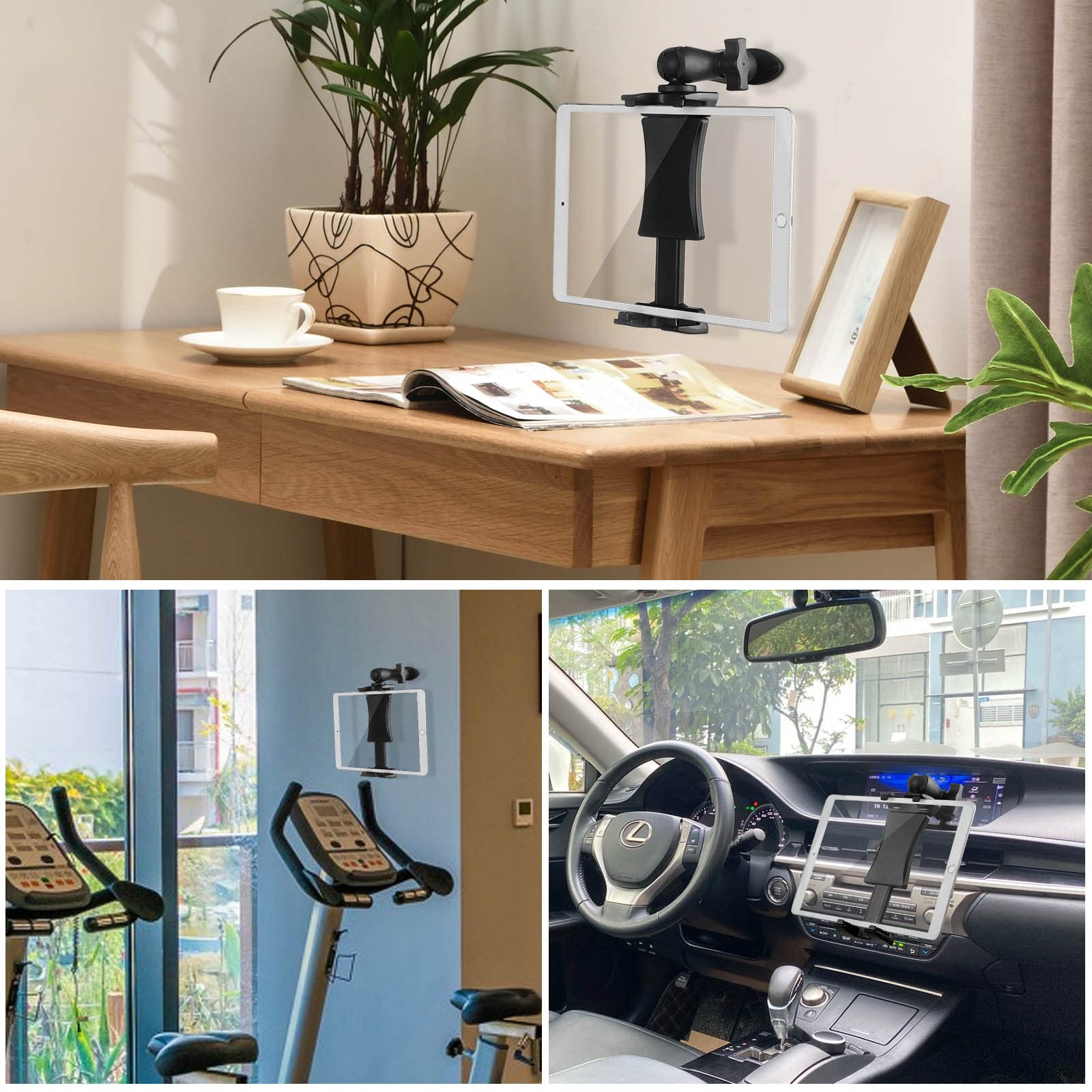 Heavy Duty Drill Base Tablet Holder Car Mount Dashboard, for iPad/iPad Mini Samsung Galaxy All 7" - 12.9" Tablets ,for Wall/Cars/Great for Wall or Truck/Commercial Vehicles Dash