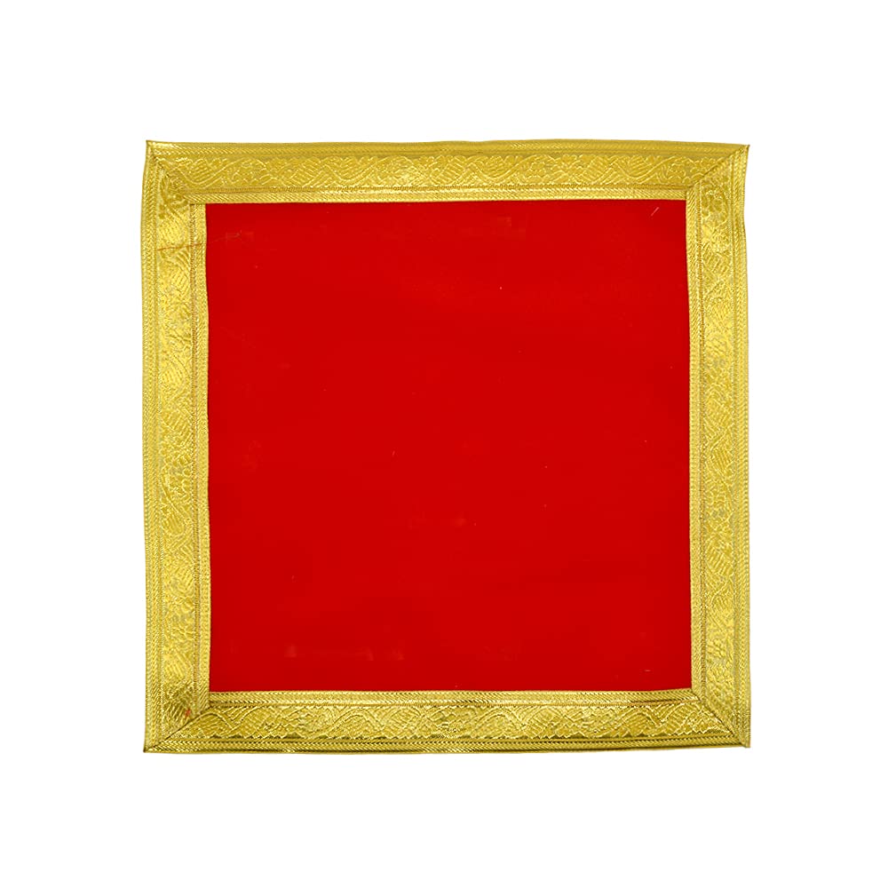 Plain Velvet Pooja Aasan Cloth/Chowki Altar Pooja Cloth for Pooja Room and Home Temple