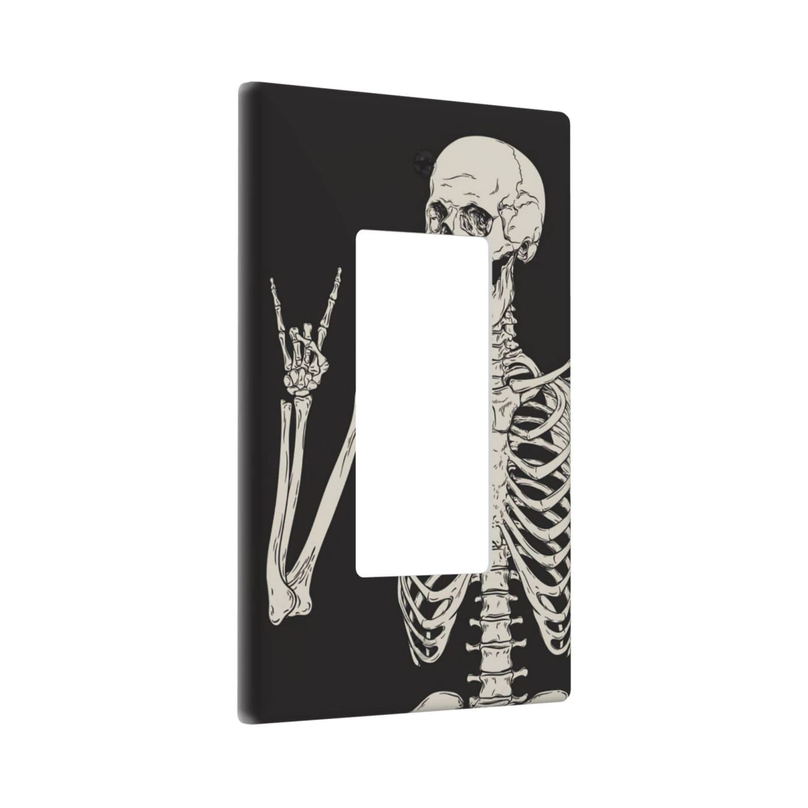 Skeleton Skull Single Rocker Light Switch Cover Wall Plate Decorative Outlet 1 Gang Faceplate for Kids Girls Bedroom Kitchen Funny Room Decor 4.40" X 2.70"