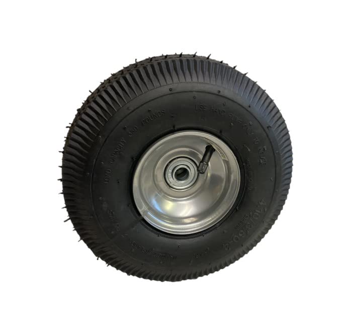Harper Trucks 10" Pneumatic, 5/8" B.B, 2 1/4" Offset Hub, Replacement Wheel for Hand Truck or Dolly, 4.10/3.50-4 Silver/Black Chrome (4.5 x 3. inches /1 x 0 inches, 2 inches