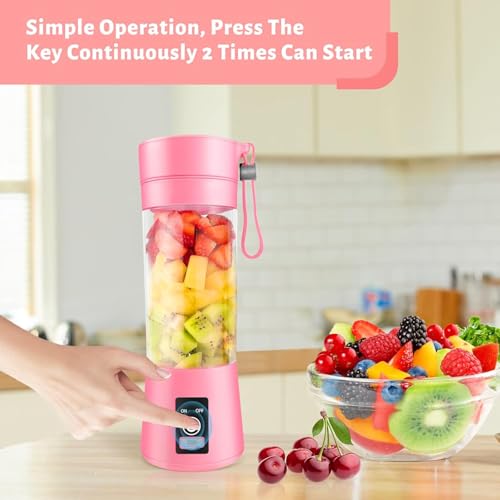 Personal Blender for Shakes and Smoothies, Portable Blender with 6 Blades, Blender shake Smoothie for Kitchen Personal Size Blenders with Rechargeable, 380Ml Traveling Fruit Veggie Juicer