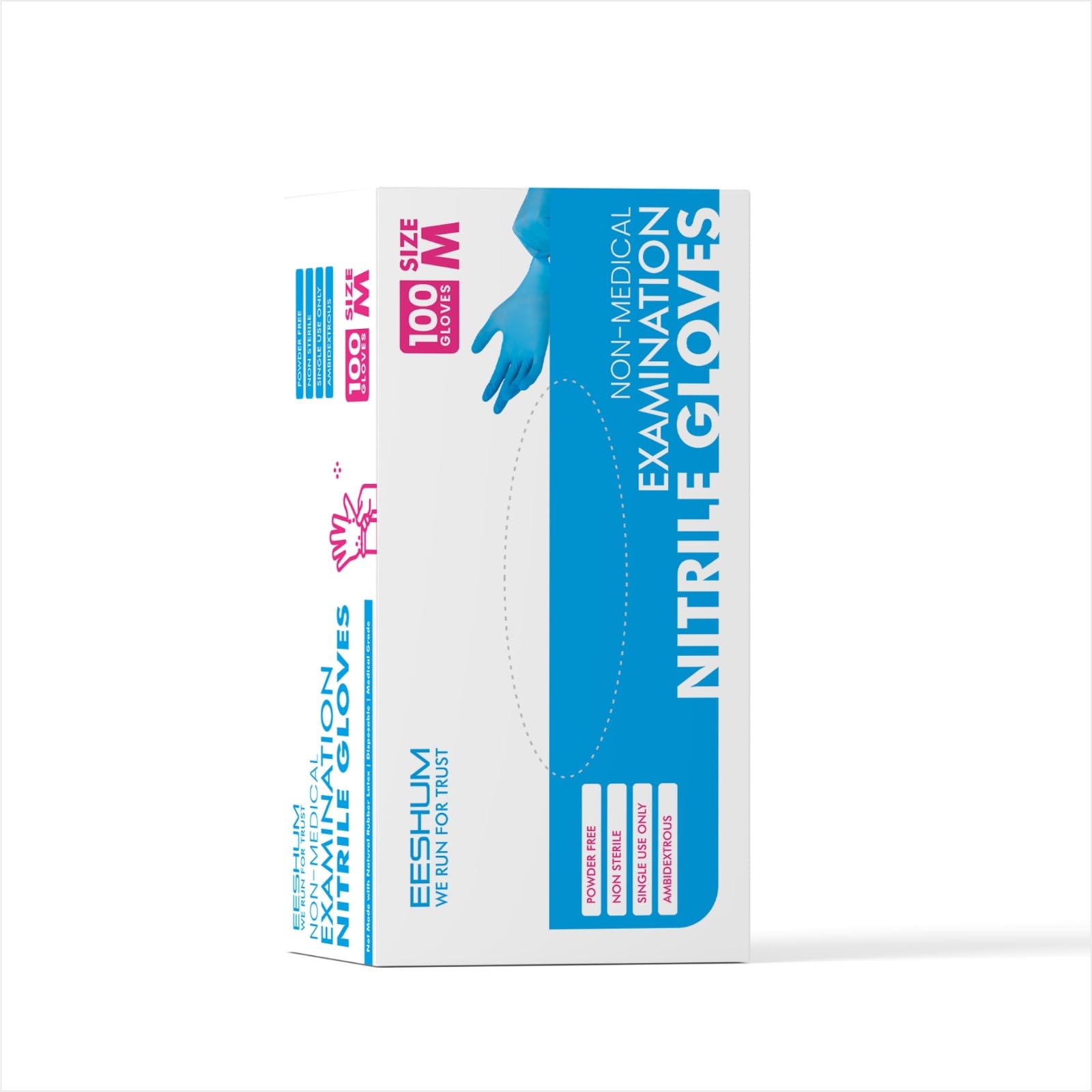 Eeshum Nitrile Gloves, 4mil-100 Count, Gloves Disposable Latex Free, Disposable Gloves for Household, Food safe (Large)