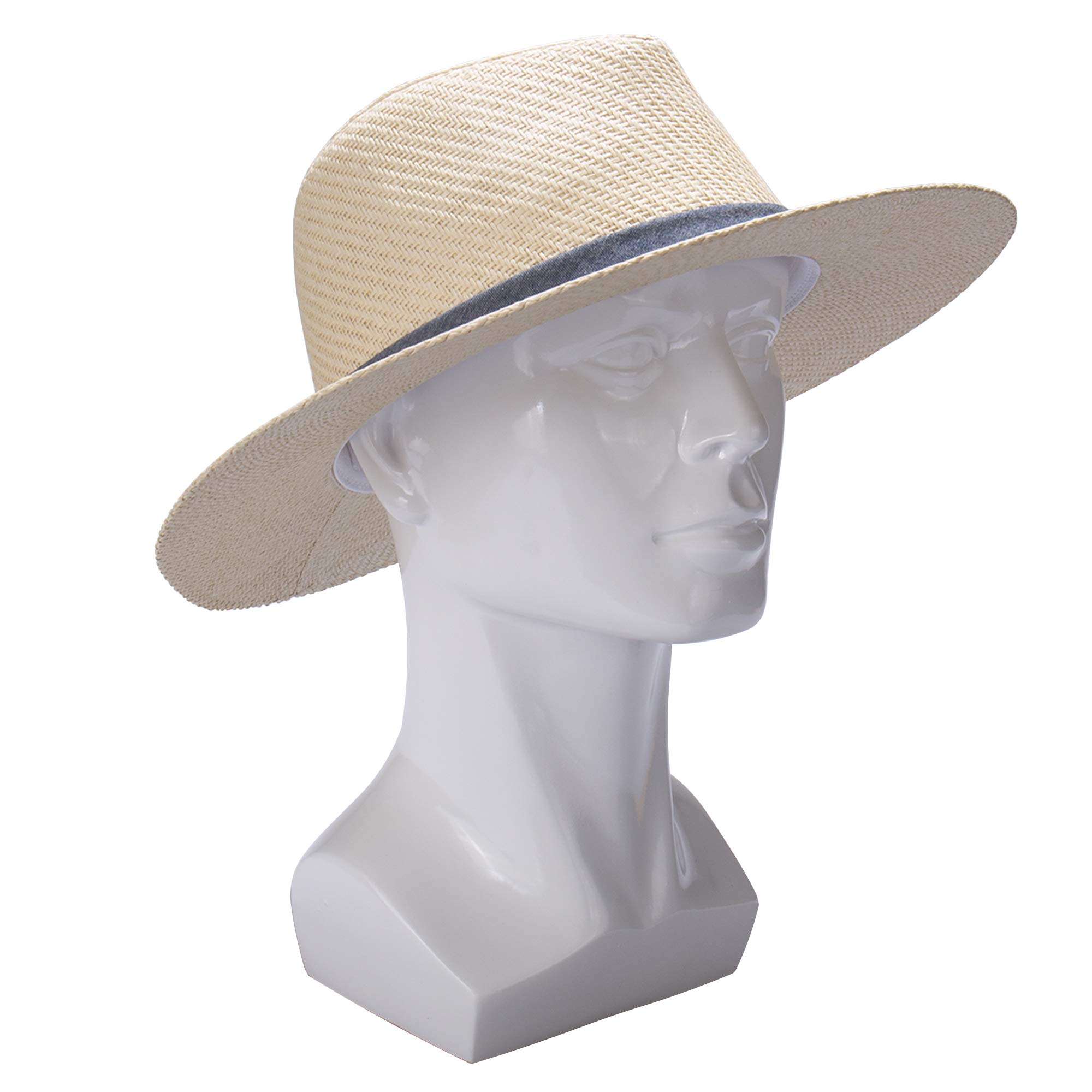 Dockers Men's Straw Fedora Hat, Navy, Large-X-Large