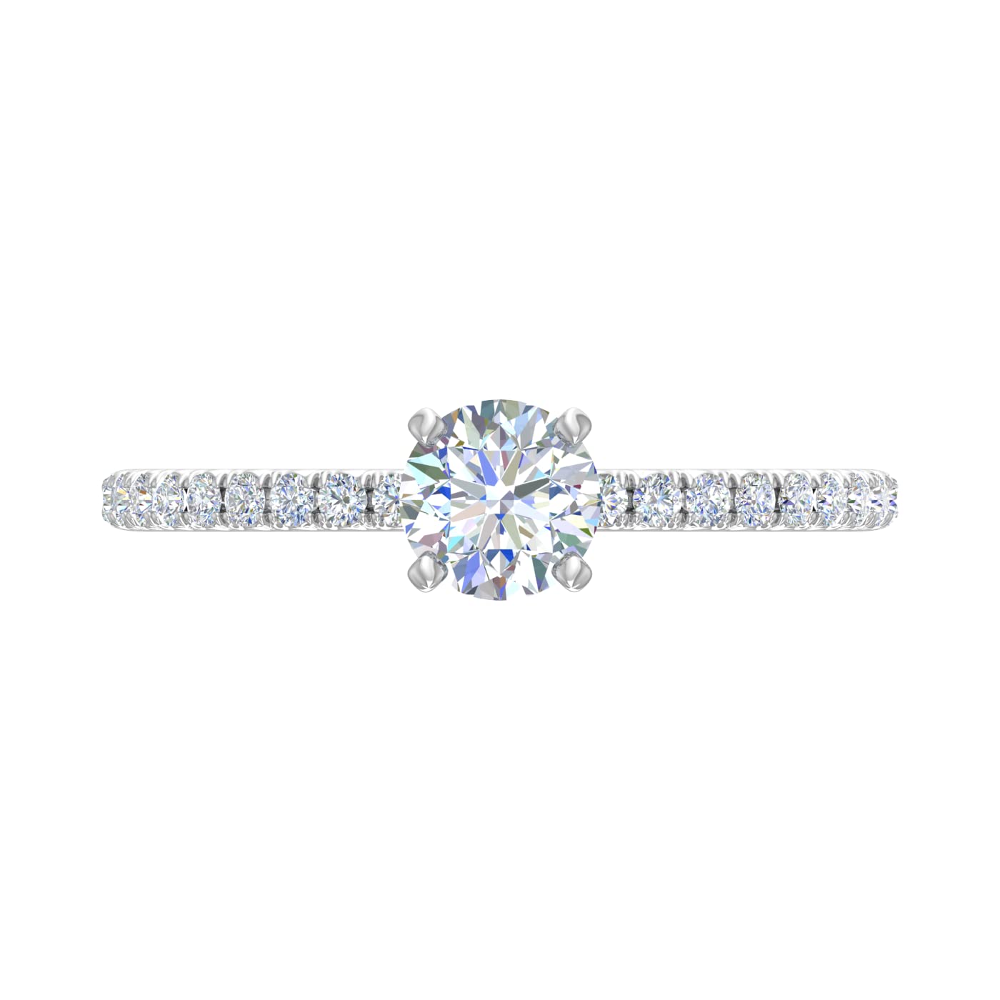 FINEROCK 1/2 Carat Prong Set Solitaire Diamond Engagement Ring Band in 14K White Gold (Ring Size 8)