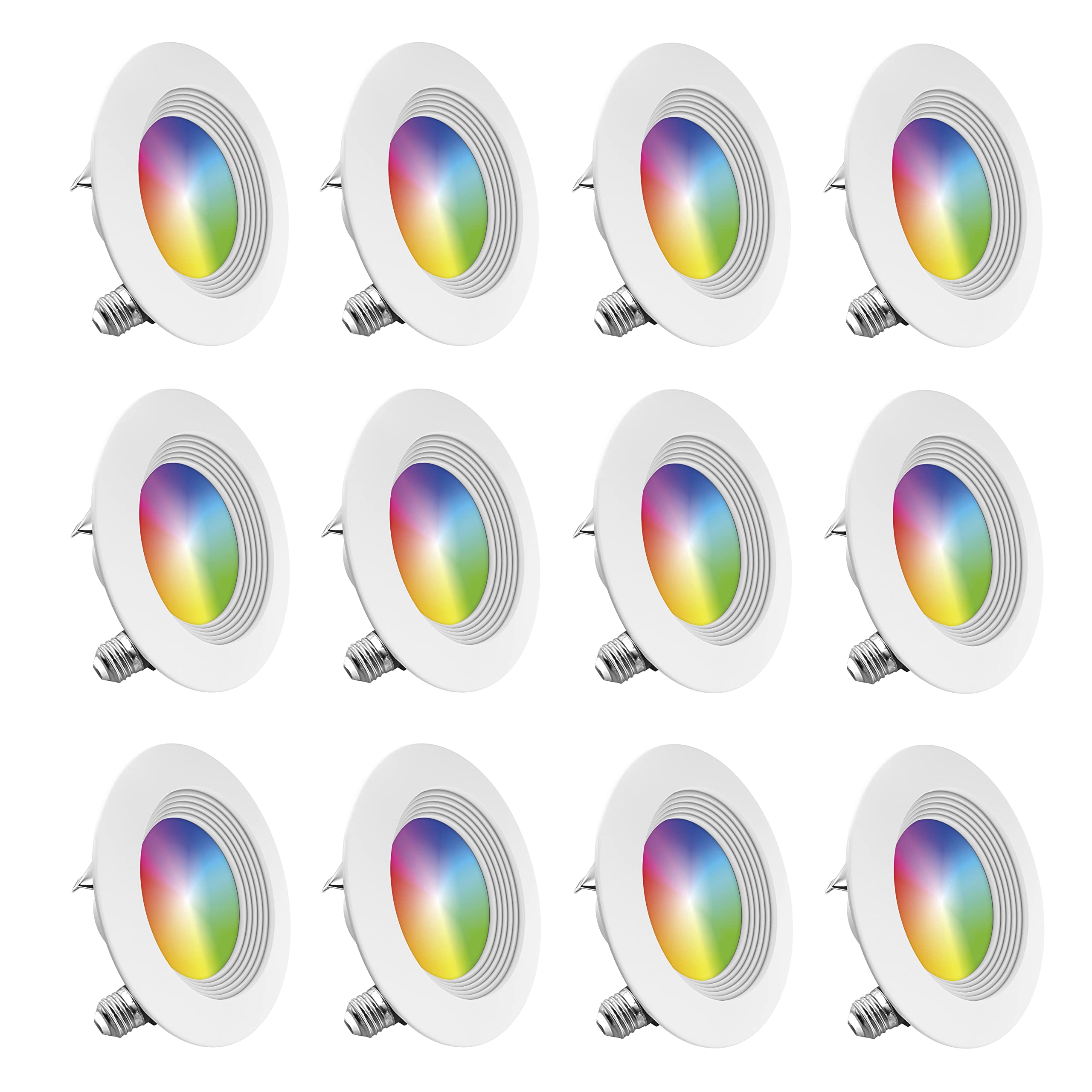 INFIBRITE 4 Inch Smart Recessed Light, Color Changing and Tunable White, WiFi Retrofit LED Downlight E26 Base, No Hub, Works with Alexa and Google, Dimmable, 810LM, CRI90, RGBCW, Wet Rated (12 Pack)