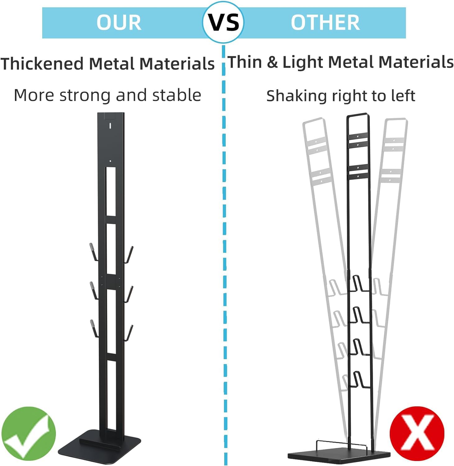 Docking Station Holder Vacuum Stand Rack Compatible with V15 Detect, V11 V10 V8 V7 V6 Cordless Vacuum Cleaners, Floor Docking Station Metal Organizer Bracket with 6 Hooks, Matte Black