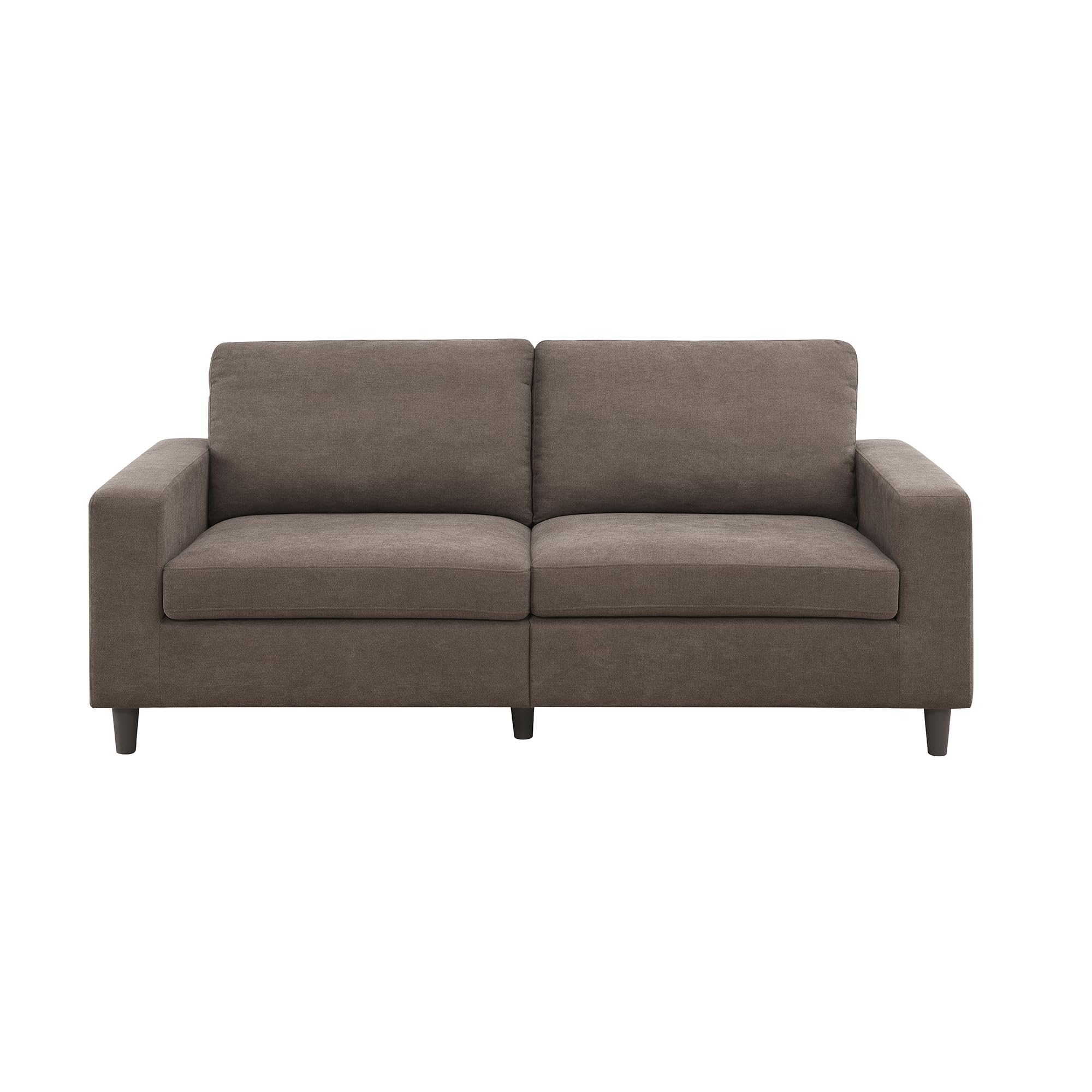 LULUTONG 75.2'' Living Room Modern Brushed Fabric Upholstered Sofa, 3 Seater Couch for Apartment, Dorm, Bonus Room, Office, Studio, Living Room, Bedroom, Solid Wood Frame, Easy Assembly - Brown