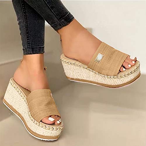 JMMSlmax Sandals for Women Dressy Summer Wide Width Summer Wedges Sandals Platform Casual Summer Middle Heels Open Toe Sandal