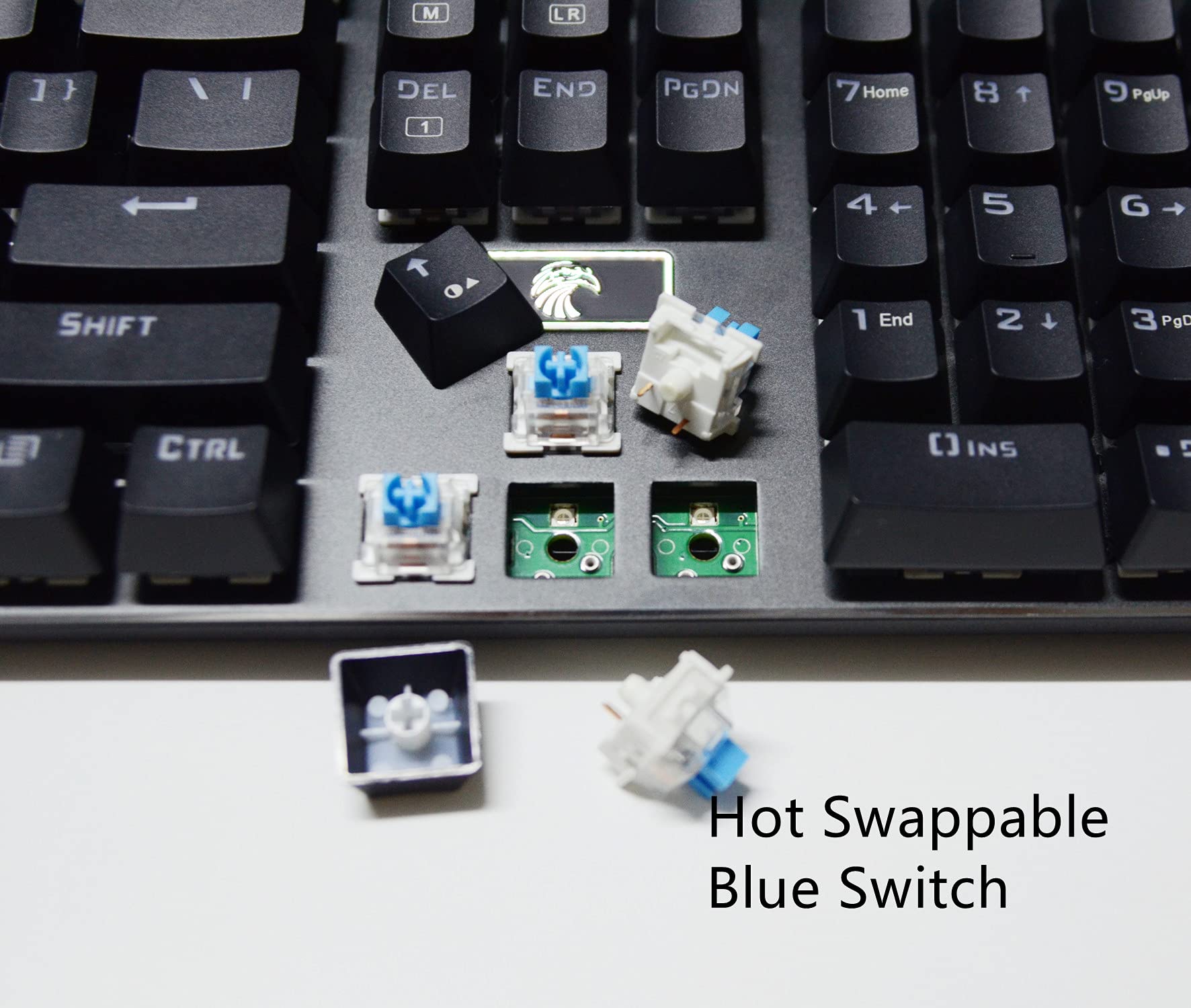 E-YOOSO Mechanical Keyboard Blue Switches 104 Keys RGB LED Backlit Keyboard Aluminum Alloy Base Design for Office and Gaming