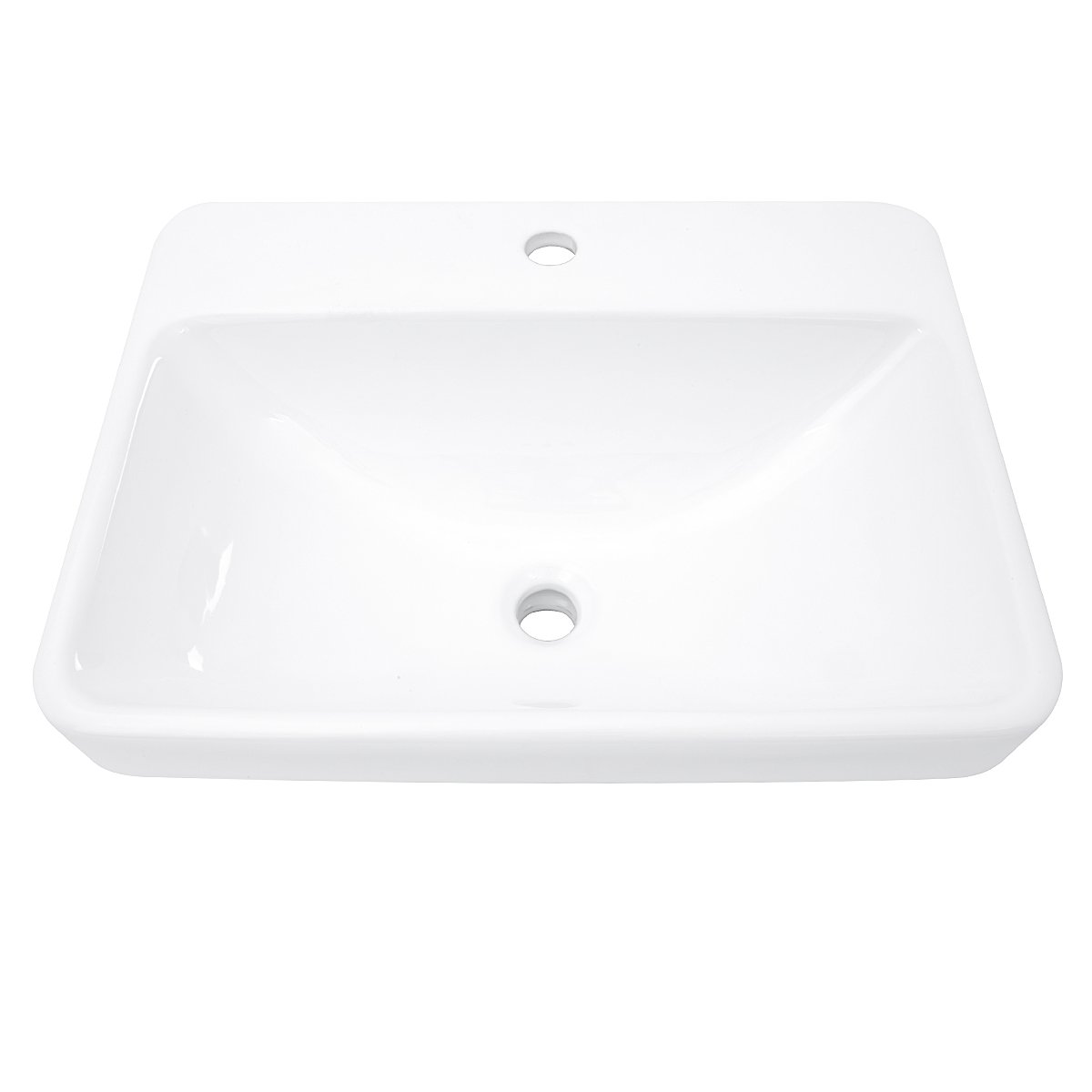Nantucket Sinks DI-2317-R1 1-Hole Rectangular Drop-in Ceramic Vanity Sink, 23"