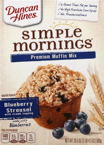 Duncan Hines Simple Mornings Blueberry Streusel Premium Muffin Mix, 20.5 oz
