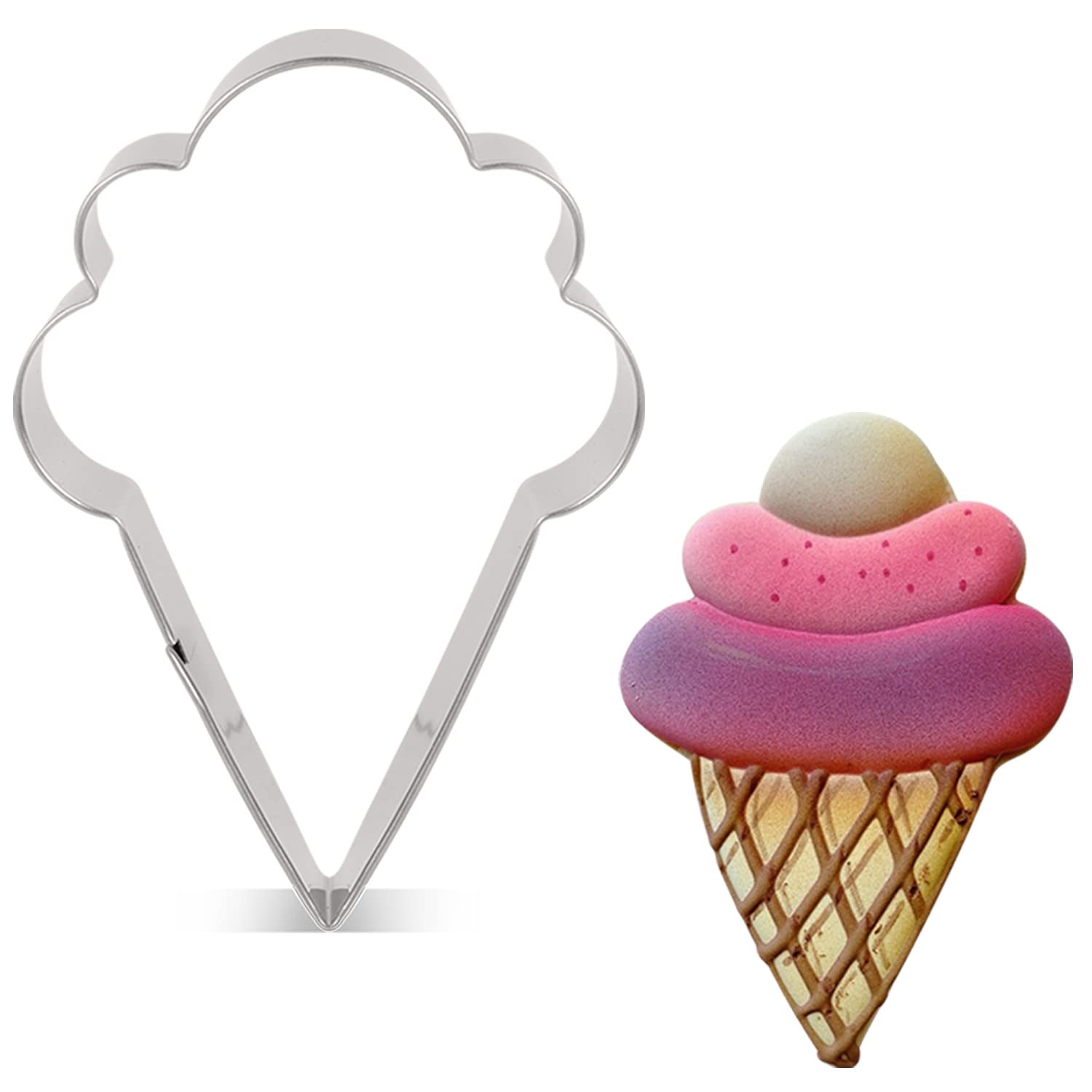 LILIAO Ice Cream Cookie Cutter for Summer - 2.6 x 3.7 inches - Stainless Steel