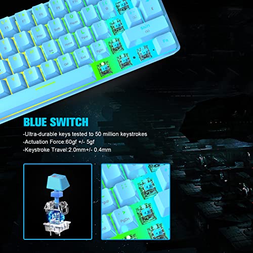 SELORSS ZIYOULANG T60 60% Compact Mechanical Gaming Keyboard RGB Chroma Type C Ergonomic Mini Keyboard UK Layout 12000DPI Gaming Mouse Honeycomb Shell for PC/PS4/PS5/Xbox(Blue Switch)