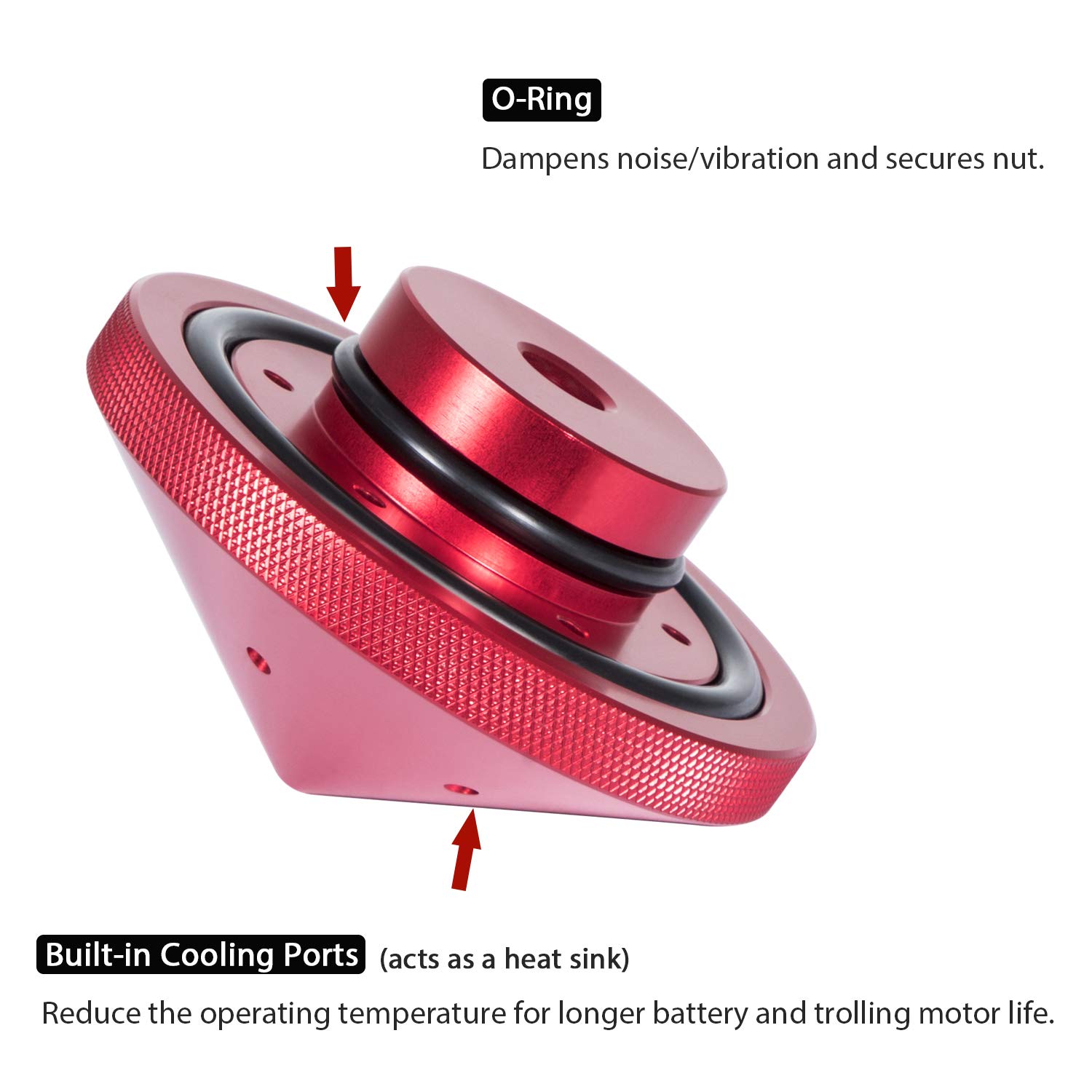 Eliminator Trolling Motor Prop Nut #GFEL-MK-BK-DP Compatible with MinnKota 80, 101 and 112 Replace for T-H Marine Red