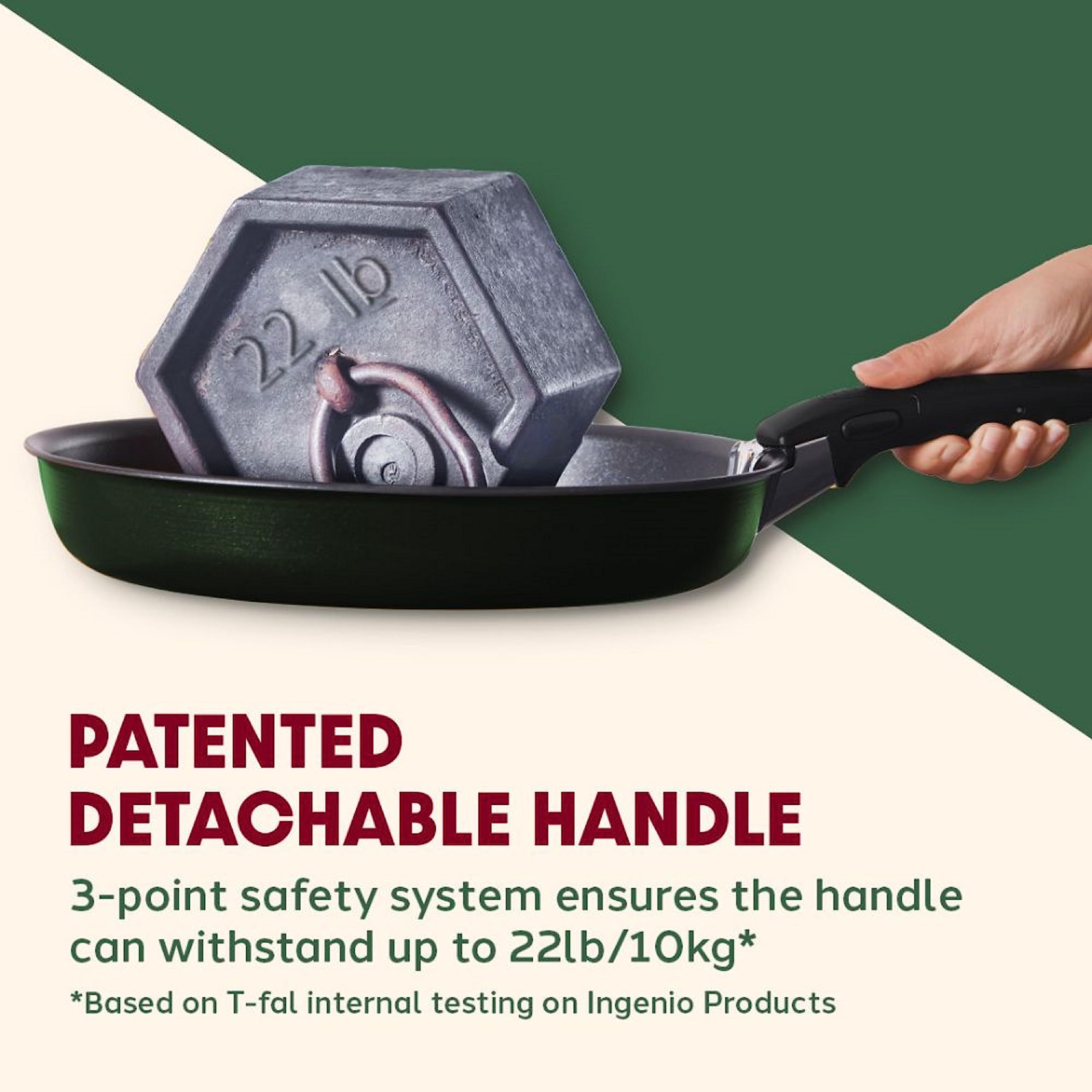 T-fal Ingenio Nonstick Cookware Set 14 Piece Induction Stackable, Detachable Handle, Removable Handle, RV Cookware, Cookware, Pots and Pans, Oven, Broil, Dishwasher Safe, Forest Green